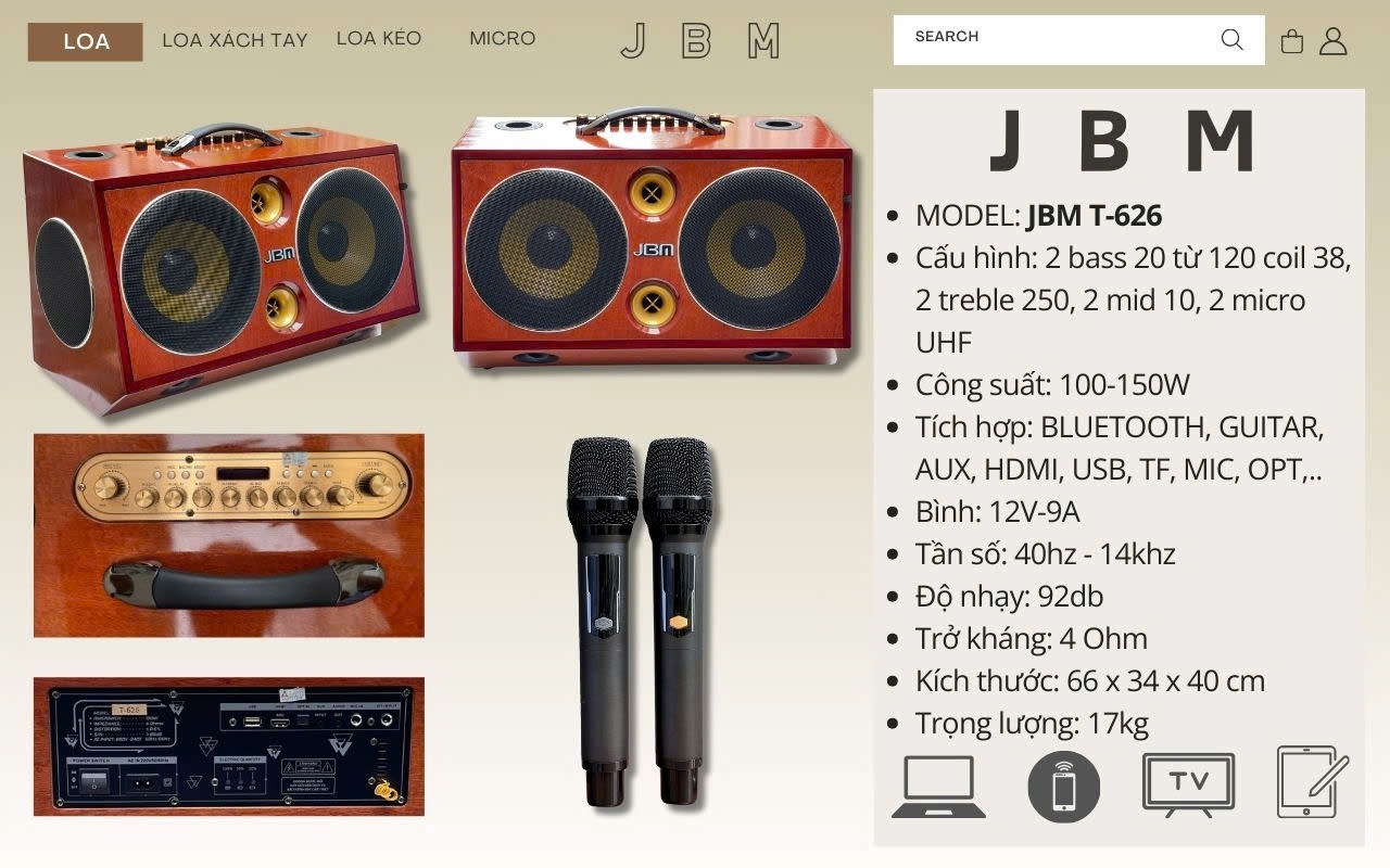 LOA KÉO DI ĐỘNG JBM T-626